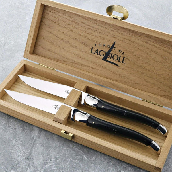 Forge de Laguiole Dark Horn Tip Steak Knives - Set of 2 - Laguiole Imports