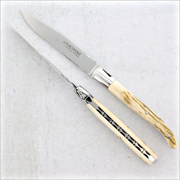 Laguiole Forged Steak Knives Fossilized Mammoth Ivory - Laguiole Imports