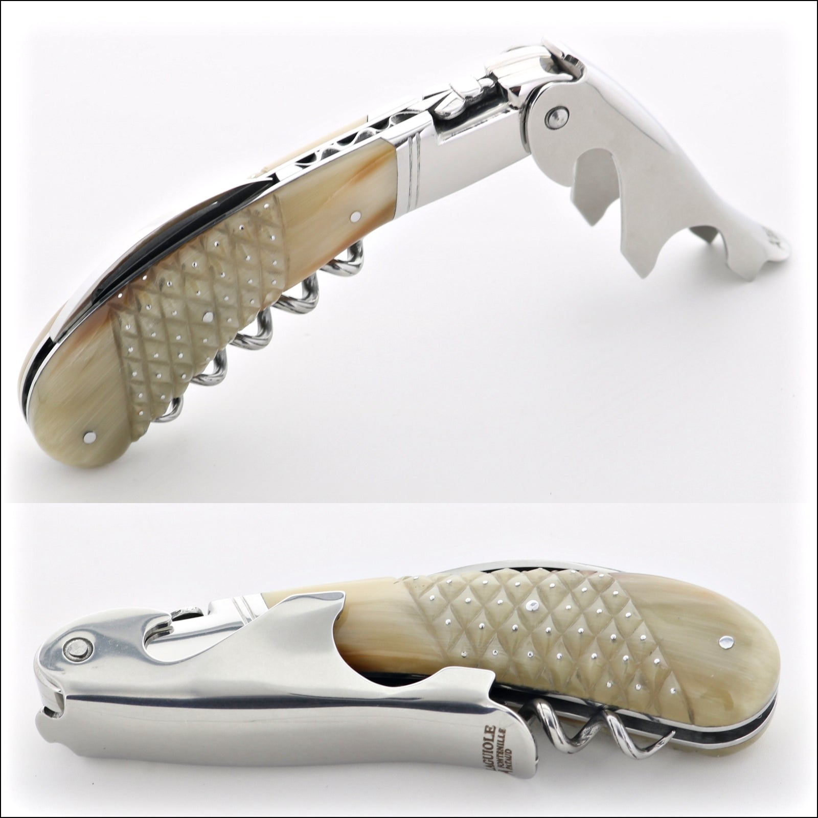 Laguiole Magnum Studded Horn Tip Corkscrew - D - Laguiole Imports